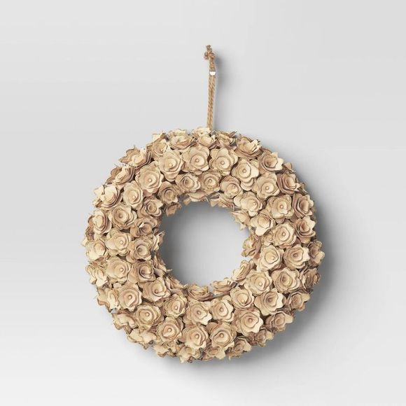 Threshold | Accents | Curled Wood Christmas Wreath Cream Threshold Open ...
